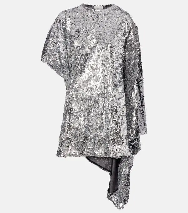 Coperni Zero Waste Draped Sequined Minidress - Silver