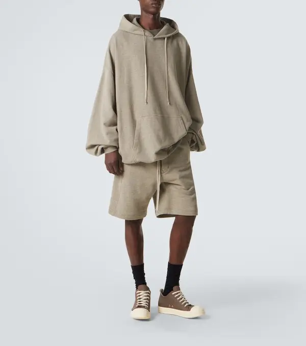 Rick Owens Hun Cotton-blend Jersey Hoodie - Grey