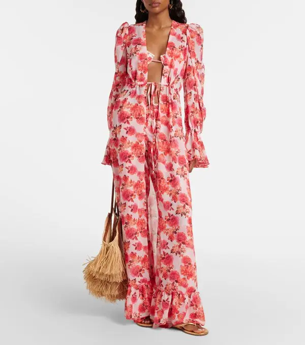 BANANHOT Bowie Floral Fla Pants - Red