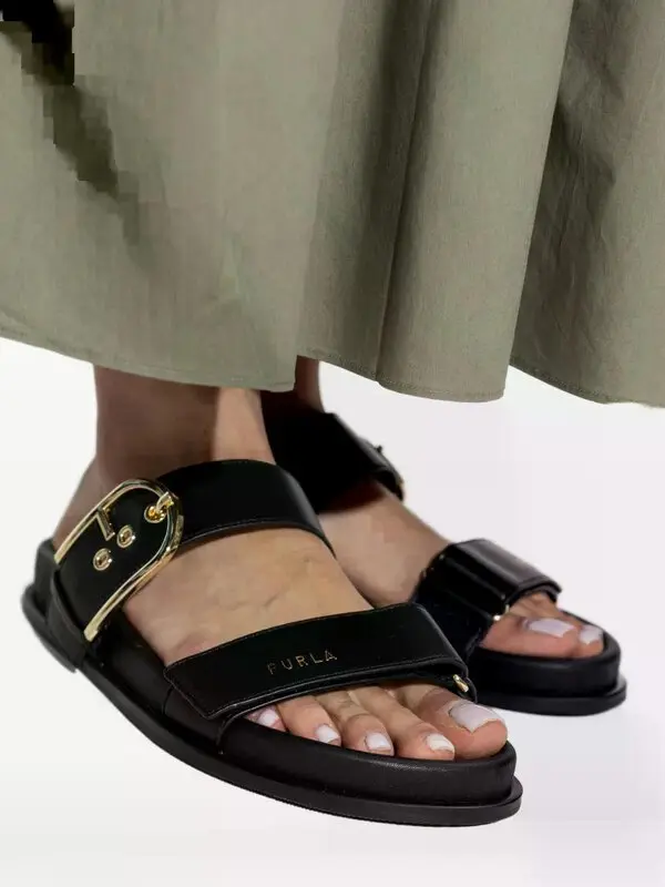 Furla Buckle Strap Sandals - Black