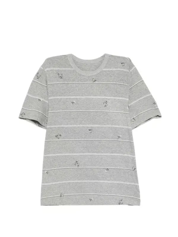 JNBY Striped Embroidered T-shirt - Grey