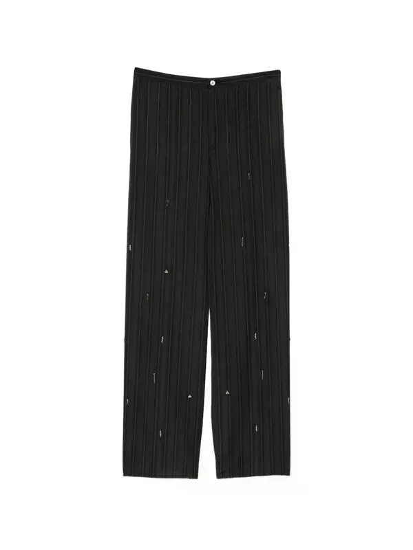 JNBY Beaded Stripe Detail Wide Leg Trousers - Grey