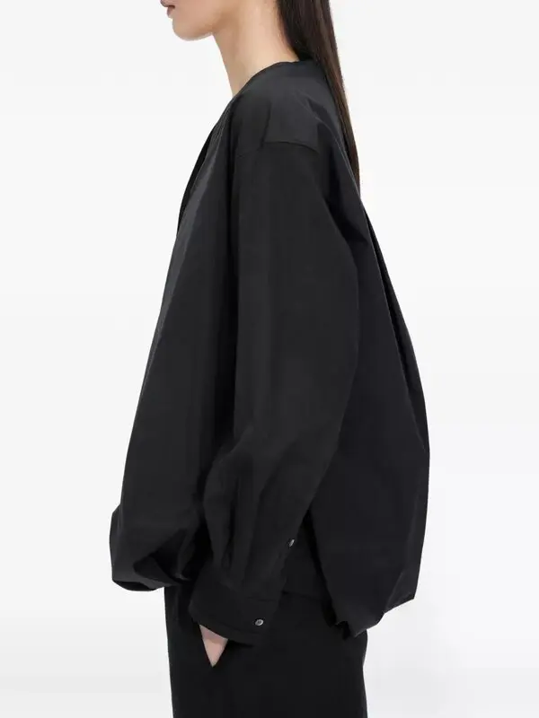 JNBY V-neck Blouse With Button Cuffs And Elasticated Hem - Black