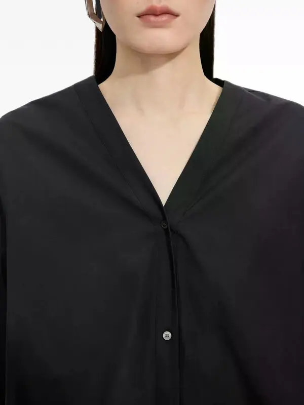 JNBY V-neck Blouse With Button Cuffs And Elasticated Hem - Black