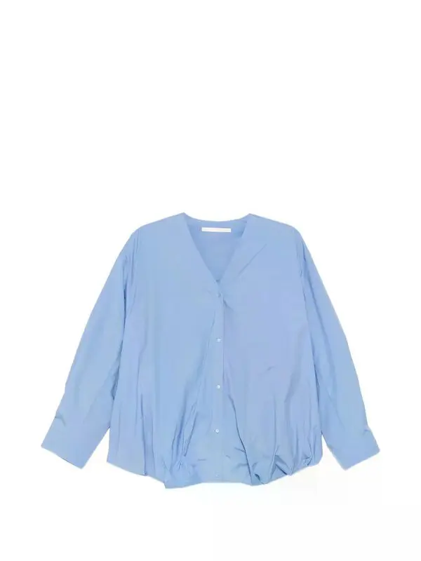 JNBY V-neck Blouse With Button Cuffs And Elasticated Hem - Blue