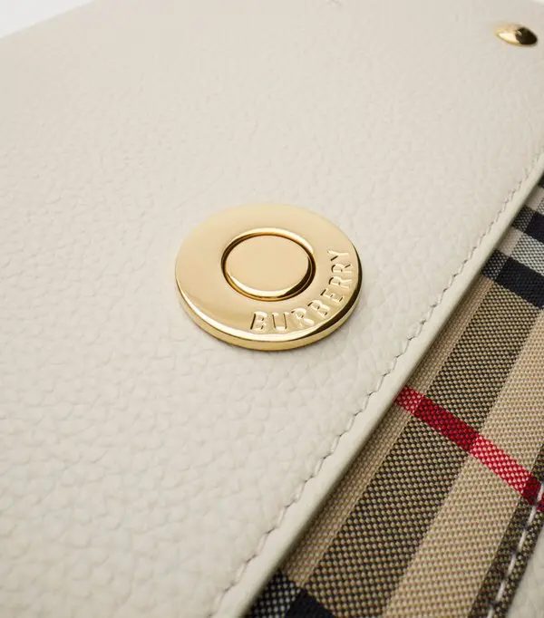 Burberry Leather Note Cross-body Bag With Iconic Check Detail - Neutral