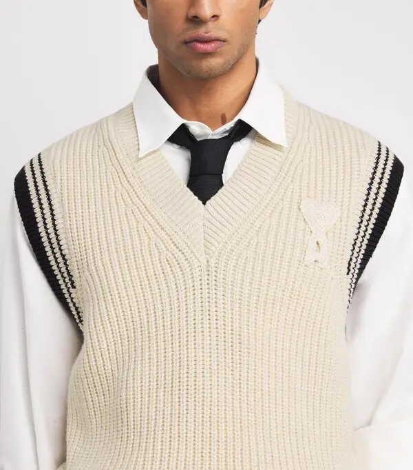 AMI Paris Wool-cotton De Coeur Sweater Vest