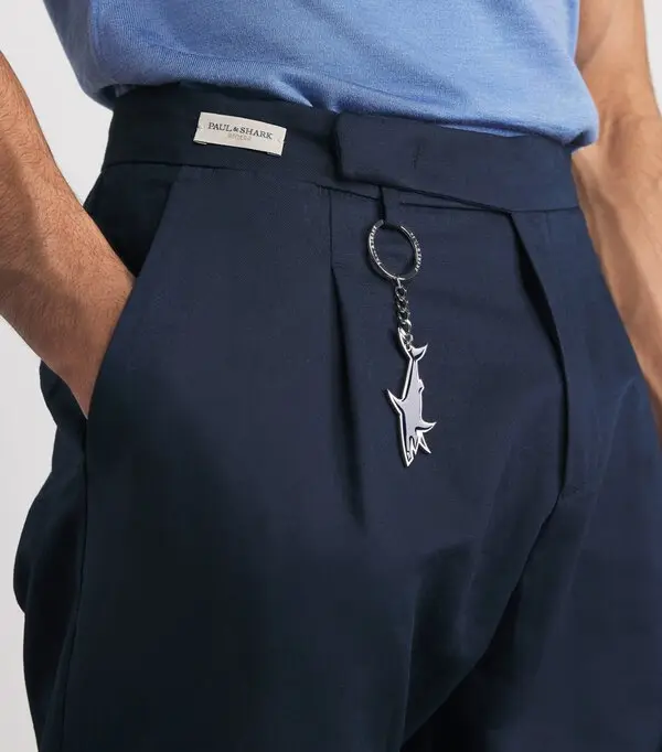 Paul & Shark Linen-cotton Pleated Straight Chinos