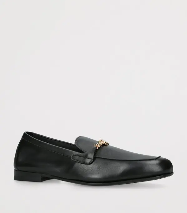 Versace Leather Medusa Chain Loafers