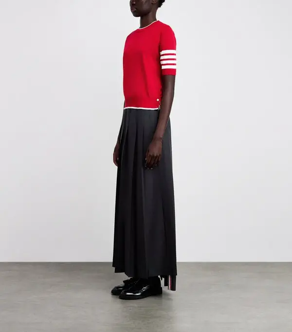 Thom Browne Short-sleeve Wool-blend 4-bar Sweater