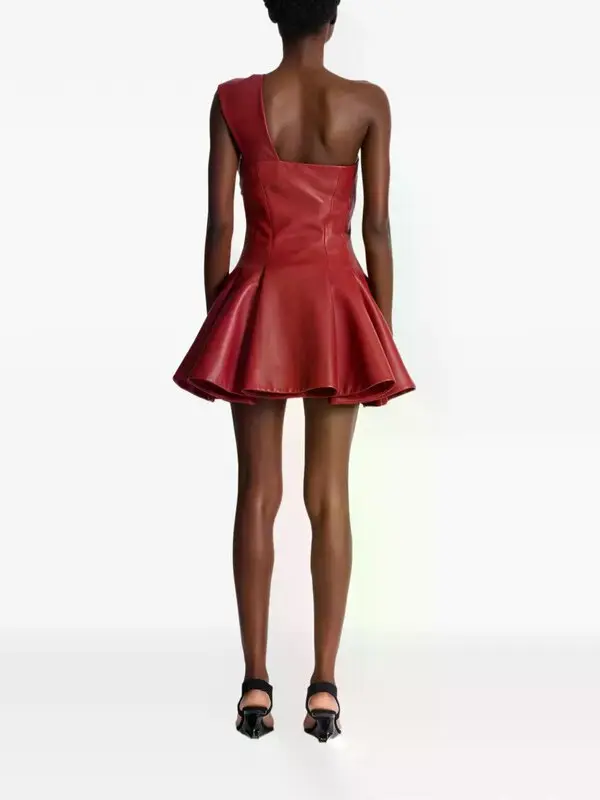 Balmain One-shoulder Leather Mini Dress