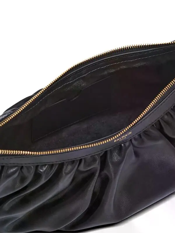 Balmain Ruched Shoulder Bag - Black