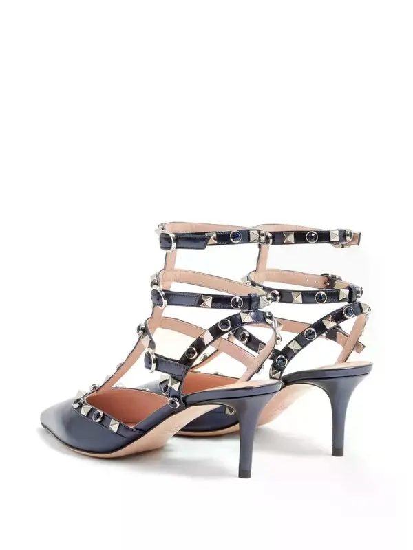 Valentino Garavani Rockstud Pumps In Laminated Nappa Leather With 65mm Cabochon