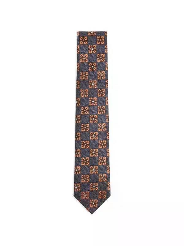 Valentino Garavani Valentie Silk And Jacquard Tie With Design - Blue