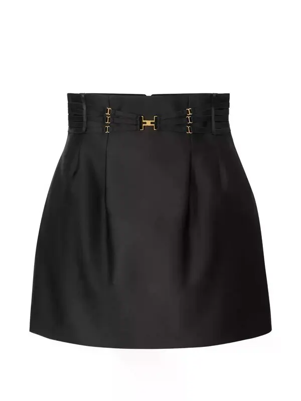 Elisabetta Franchi Satin Mini Skirt With Elasticated Waist Detail - Black