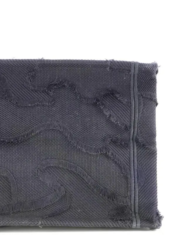 Dior Book Camouflage Embroidered Canvas Large Tote Bag - Black