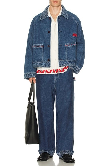 BODE Embroidered Denim Jacket - Indigo