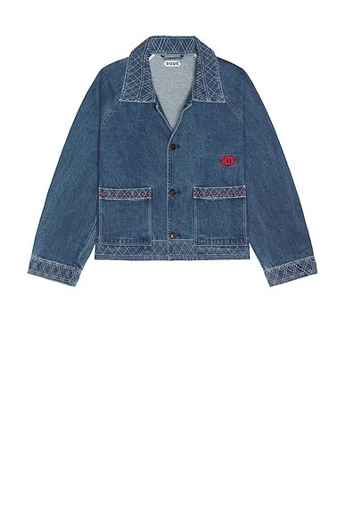 BODE Embroidered Denim Jacket - Indigo