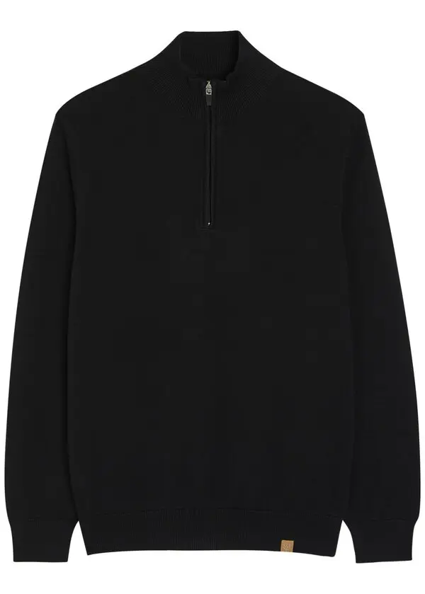 NOW YOU LIVE Woodhouse Half-zip Cotton Jumper