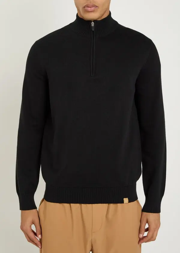 NOW YOU LIVE Woodhouse Half-zip Cotton Jumper