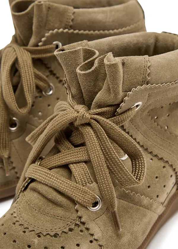 Isabel Marant Étoile Bobby 50 Perforated Suede Wedge High Top Sneakers - Brown