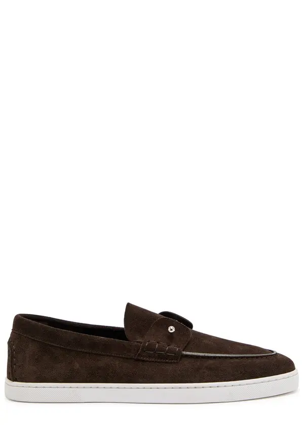 CHRISTIAN LOUBOUTIN Suede Loafers With Penny Strap - Brown