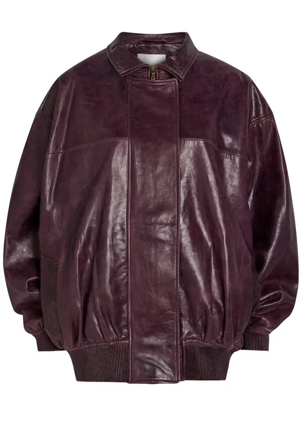 Christopher Esber Devon Leather Bomber Jacket - Maroon