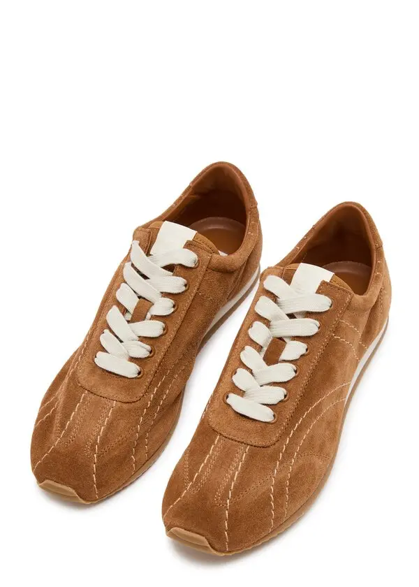 TOTEME Suede Paneled Lace-up Sneakers