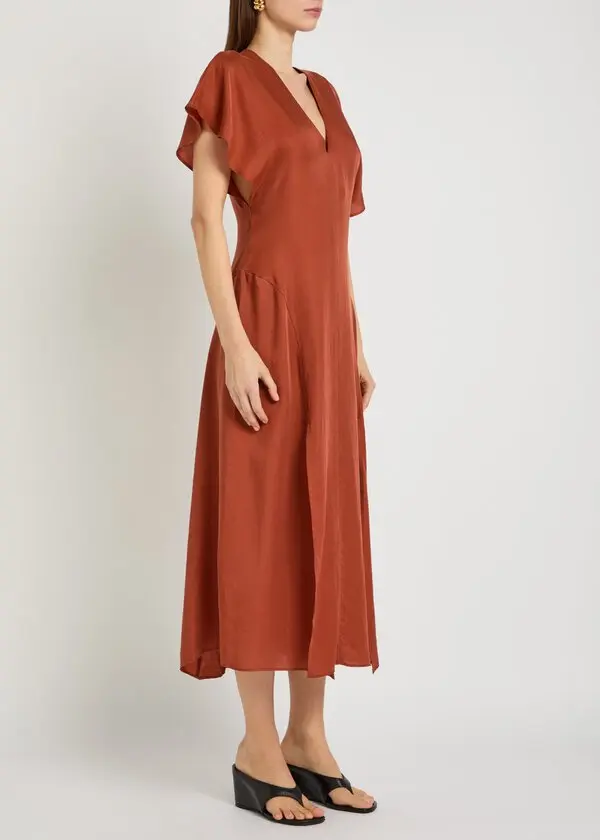 AKYN Hollie V-neck Lyocell Midi Dress