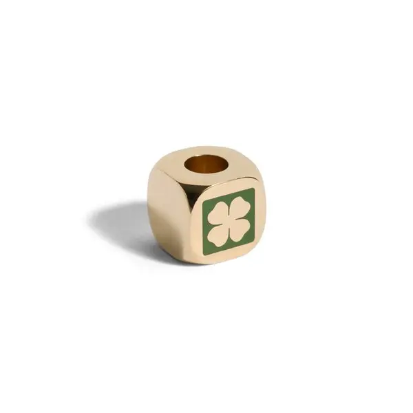 Miu Miu Enameled Metal Dice Charm With Four-leaf Clover Motif - Mango