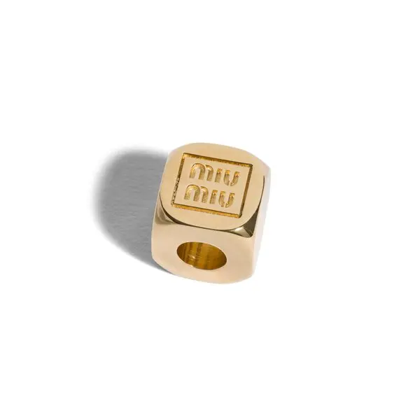 Miu Miu Enameled Metal Dice Charm With Four-leaf Clover Motif - Mango