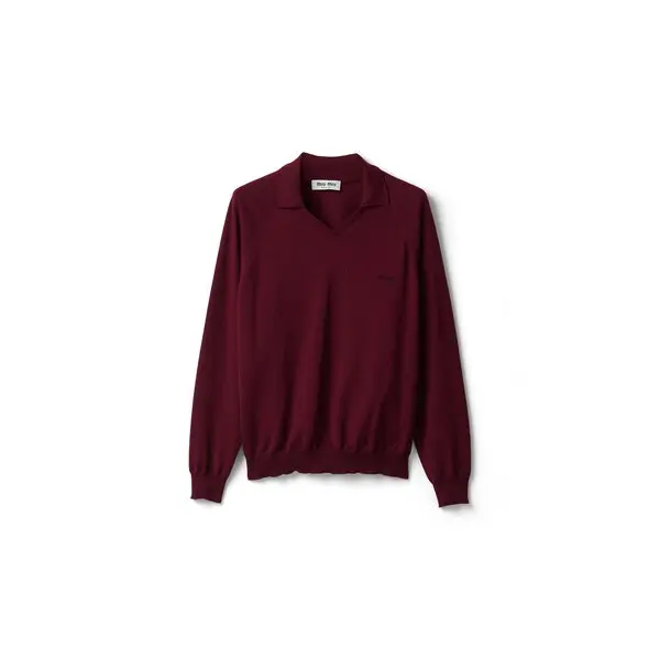 Miu Miu Wool Polo Sweater - Amaranth/black