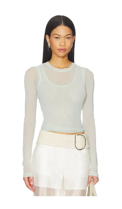 Helmut Lang Mesh Layered Long Sleeve Top In . Also