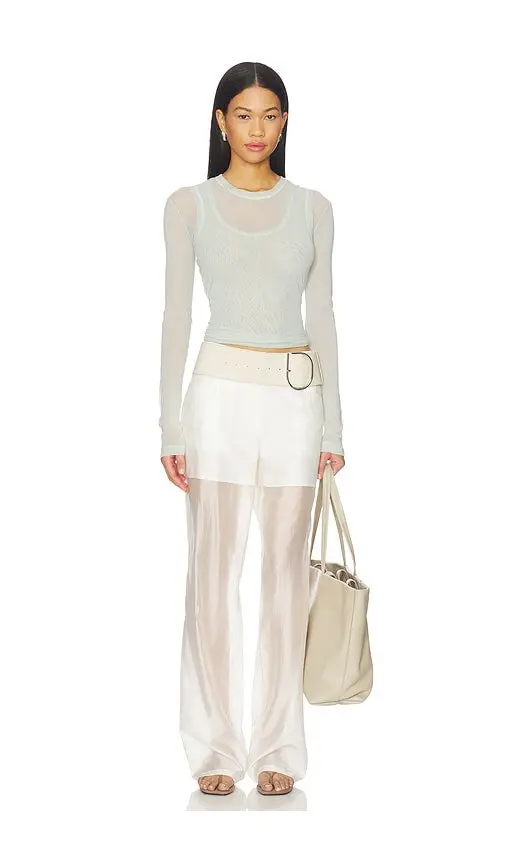 Helmut Lang Mesh Layered Long Sleeve Top In . Also