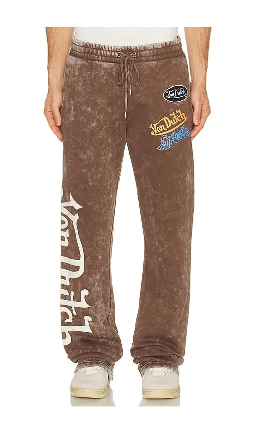 VON DUTCH Stacked Flared Leg Jogger In . Also - Brown