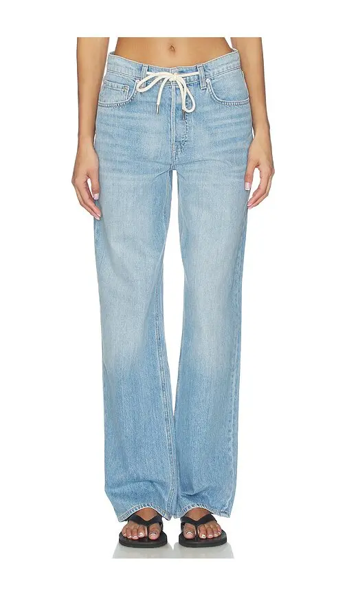 GRLFRND Low Rise Boyfriend Drawstring Jeans - Blue