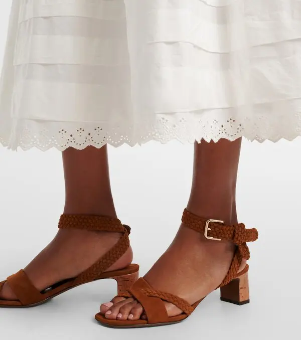 JIMMY CHOO Rori Braided Suede Sandals - Brown
