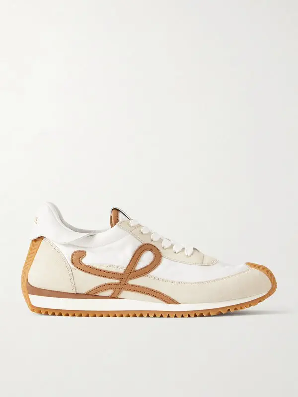 Loewe Flow Runner 2.0 Leather-trimmed Shell And Suede Sneakers - Neutrals