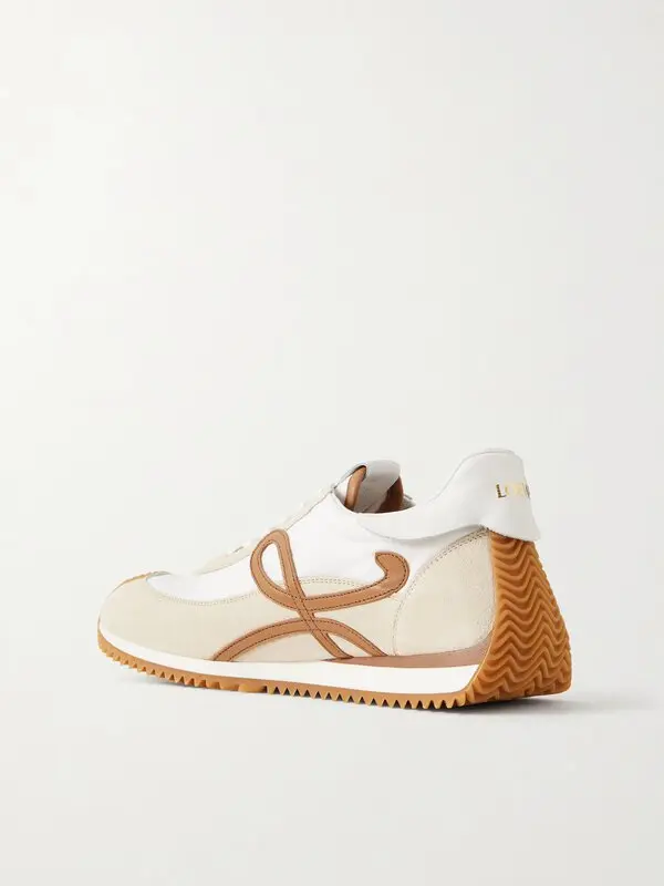 Loewe Flow Runner 2.0 Leather-trimmed Shell And Suede Sneakers - Neutrals