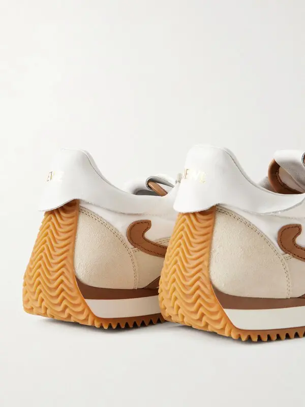 Loewe Flow Runner 2.0 Leather-trimmed Shell And Suede Sneakers - Neutrals
