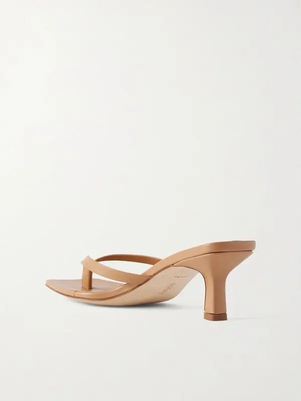 AeydĒ Wilma Leather Kitten Heel Thong Sandals - Brown