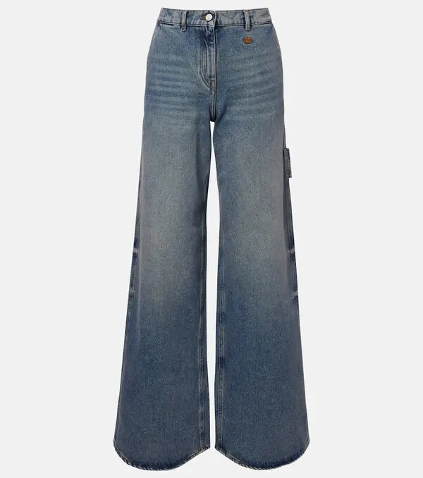 COURREGES Courrèges Logo Wide-leg Jeans - Blue