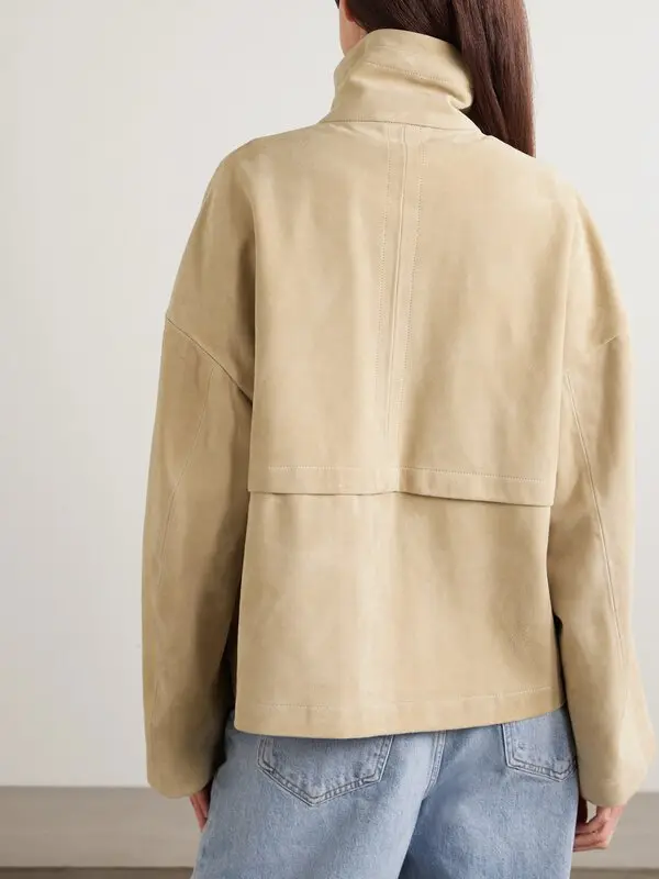 Nour Hammour Oversized Suede Funnel Neck Jacket