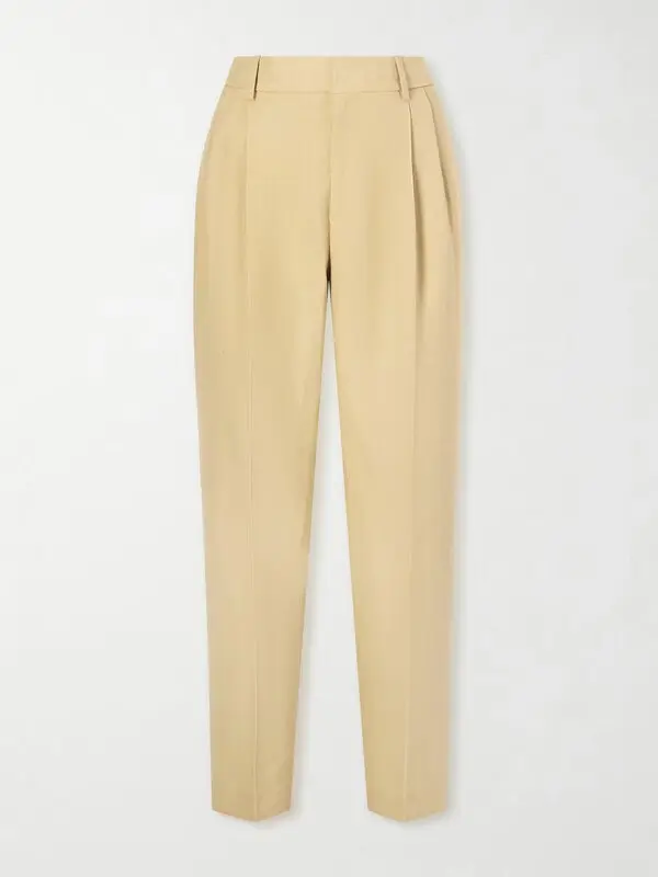 Polo Ralph Lauren Tapered Pleated Hemp Trousers - Neutrals