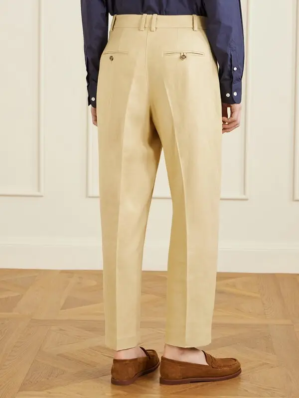 Polo Ralph Lauren Tapered Pleated Hemp Trousers - Neutrals