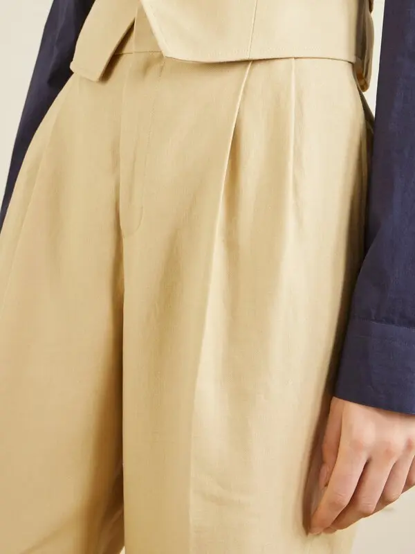 Polo Ralph Lauren Tapered Pleated Hemp Trousers - Neutrals