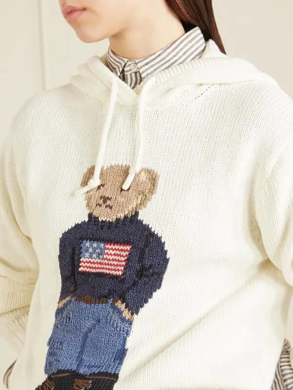 Polo Ralph Lauren Cotton And Linen-blend Hoodie With Embroidered Bear Motif