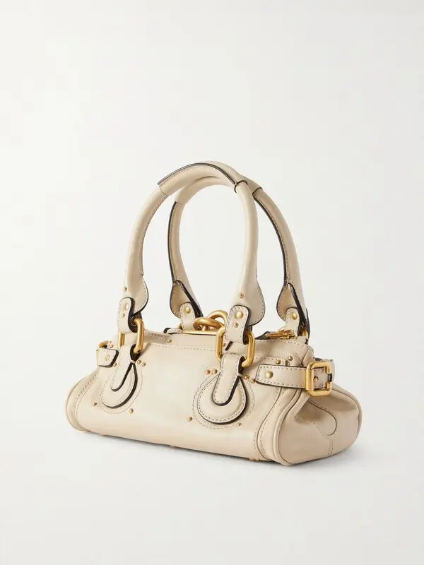 Chloé Paddington Embellished Textured-leather Tote - Neutrals