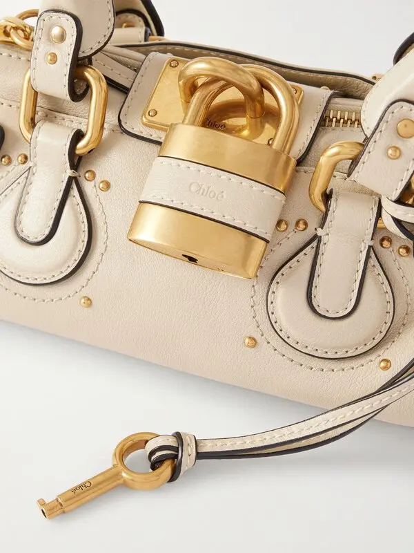 Chloé Paddington Embellished Textured-leather Tote - Neutrals