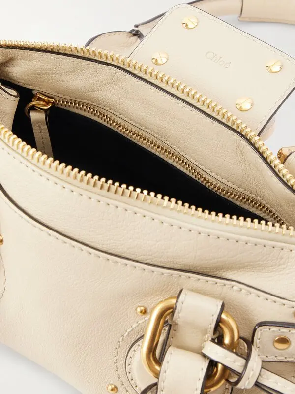 Chloé Paddington Embellished Textured-leather Tote - Neutrals